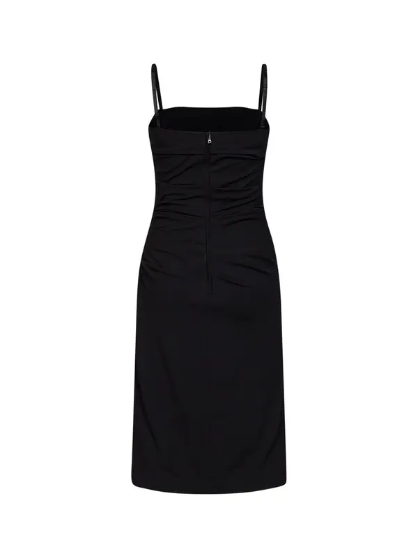 Dolce & Gabbana Black Stretch Jersey Draped Midi Dress
