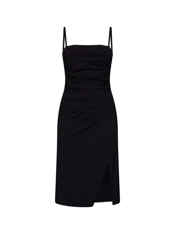Dolce & Gabbana Black Stretch Jersey Draped Midi Dress - Multicolor