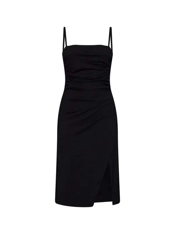 Dolce & Gabbana Black Stretch Jersey Draped Midi Dress - Multicolor