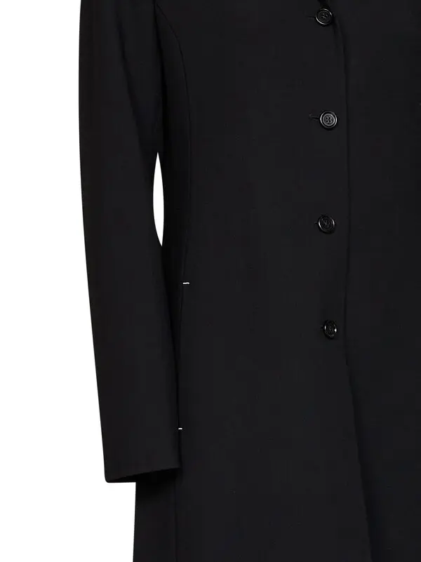 JIL SANDER Black Virgin Wool Long Single-breasted Coat