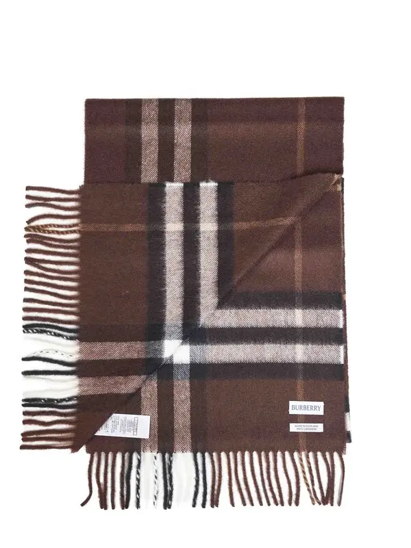 Burberry Treacle Brown Check Cashmere Scarf