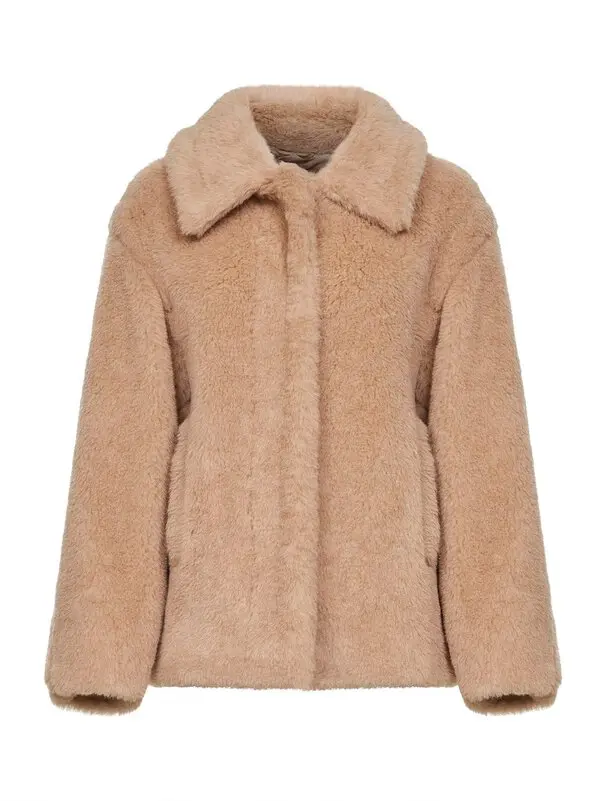 Max Mara Beige Teddy Mxmtritone Cropped Coat - Multicolor