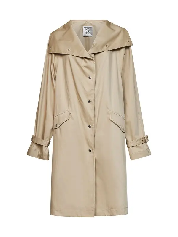 TOTEME Beige Cotton Oversized Trench Coat - Multicolor