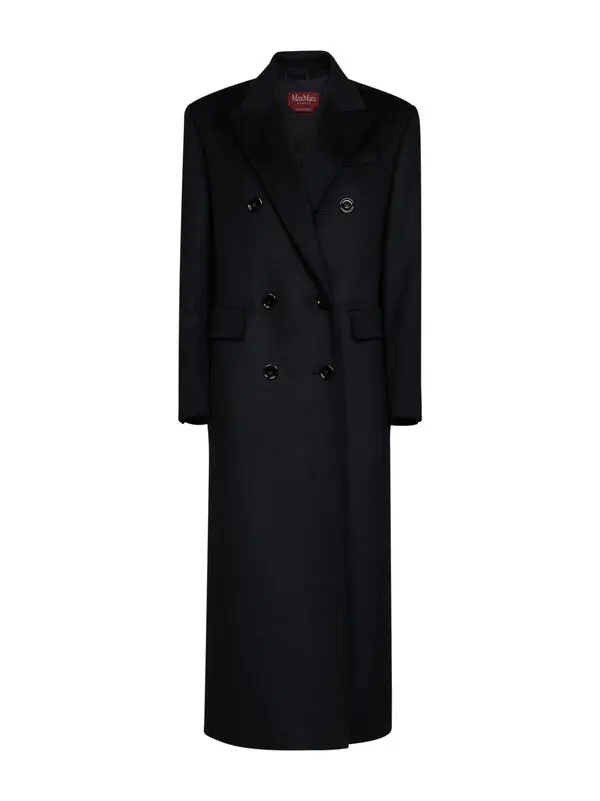Max Mara Black Msteffige Tuxedo-style Long Coat - Multicolor