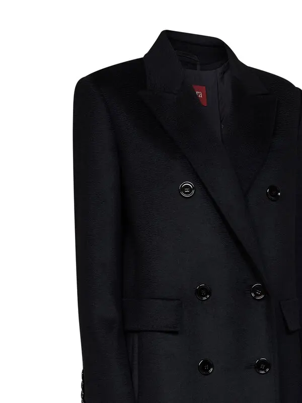 Max Mara Black Msteffige Tuxedo-style Long Coat