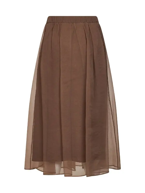 Brunello Cucinelli Pleated Flared Silk Midi Skirt - Multicolor