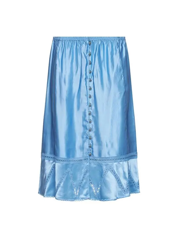 Rabanne Sunset Blue Viscose And Silk Satin Midi Skirt - Multicolor