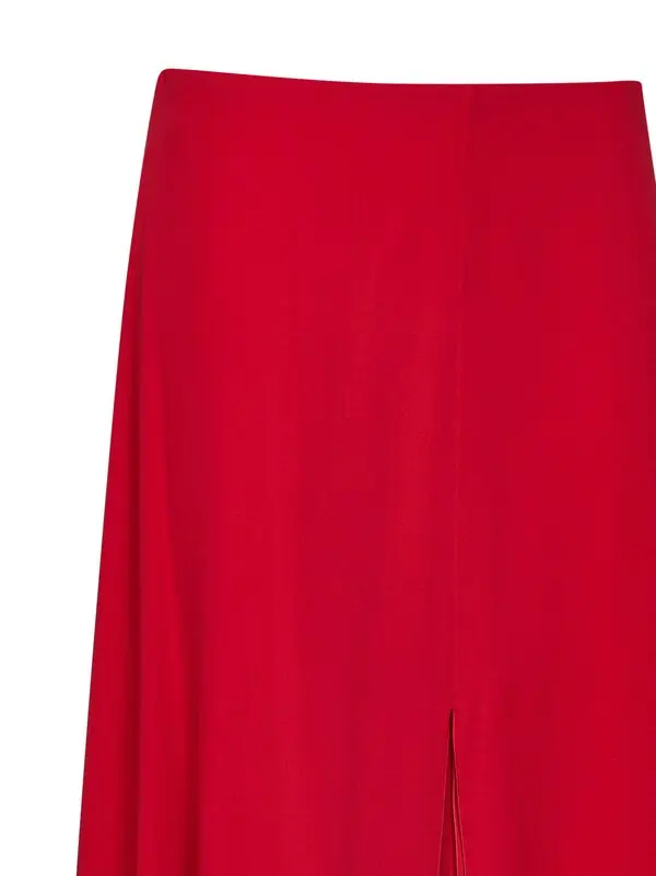 Valentino Garavani Red Silk Georgette Flared Midi Skirt