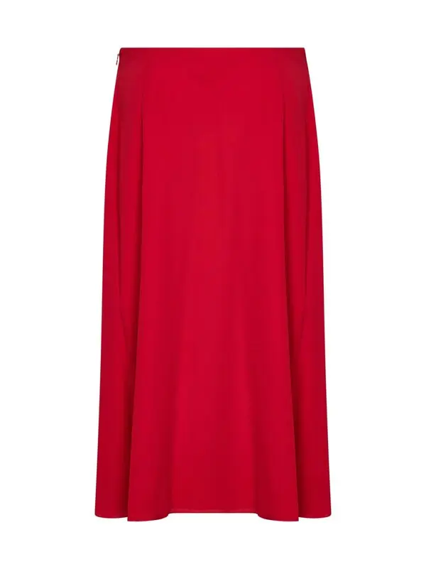 Valentino Garavani Red Silk Georgette Flared Midi Skirt - Multicolor