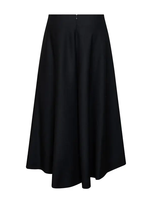 AMI Paris Black Wool A-line Maxi Skirt