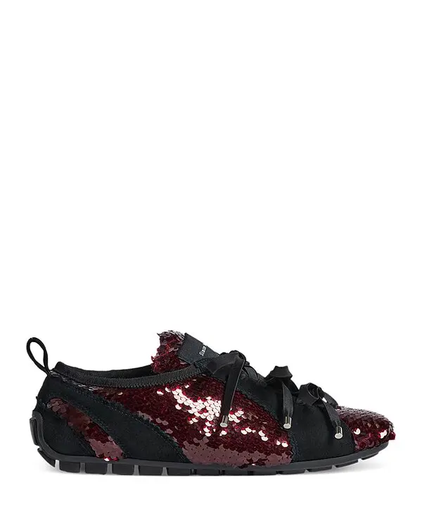 Simone Rocha Ballerina Grip Sequined Sneakers - Deep Red