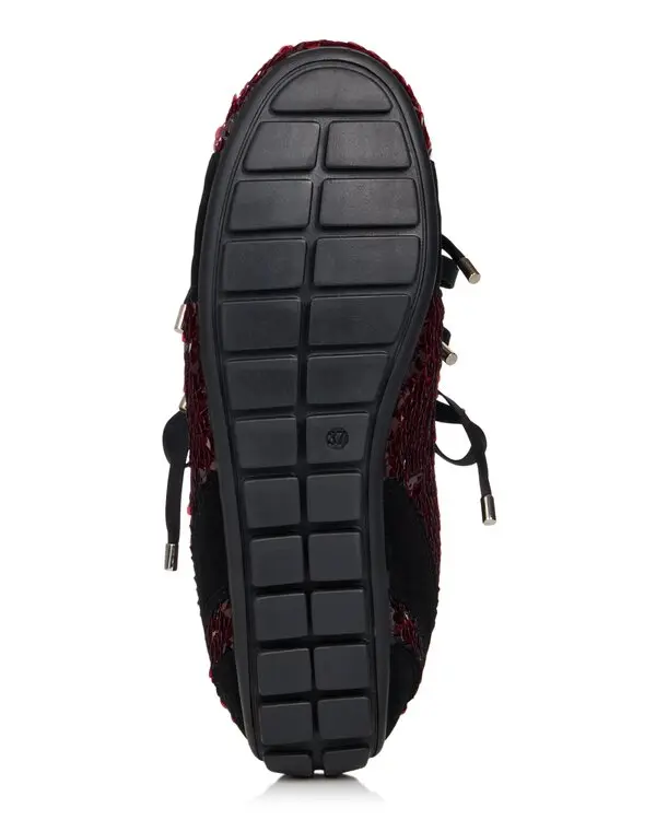 Simone Rocha Sequined Ballerina Sneakers With Bow Detailing - Deep Red
