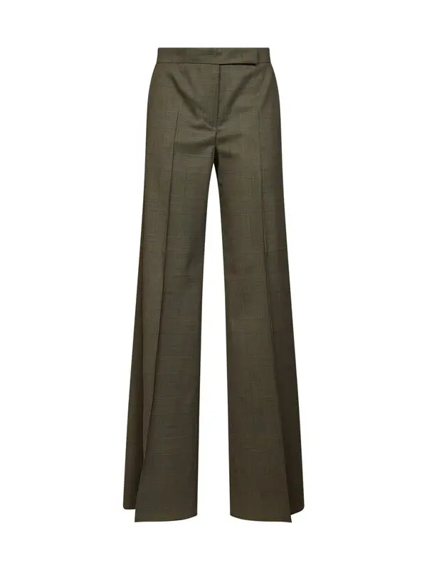 Max Mara Khaki Green Glen Plaid Wool Mxmnetto Trousers - Multicolor