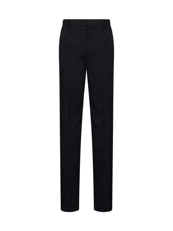 Bottega Veneta Black Grain De Poudre Wool Trousers - Multicolor