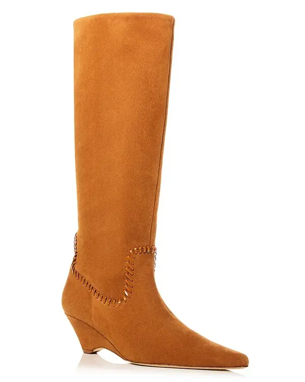 Cinq À Sept Marta Stitched Suede Knee High Boots - Toffee