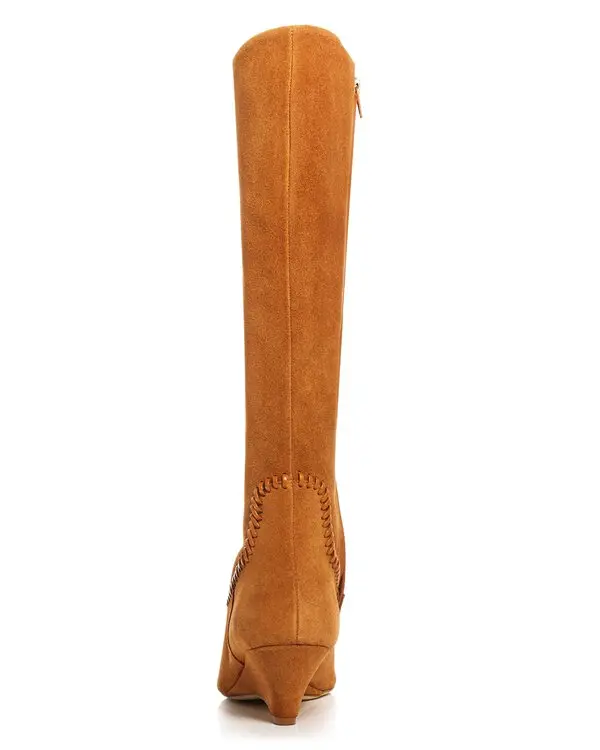 Cinq À Sept Marta Stitched Suede Knee High Boots - Toffee