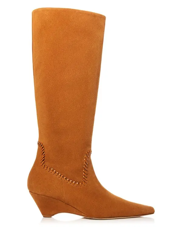 Cinq À Sept Marta Stitched Suede Knee High Boots - Toffee