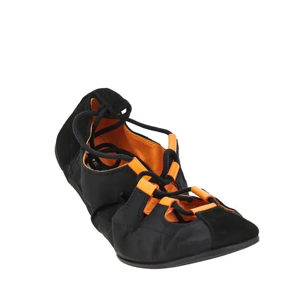 Alaïa Nylon And Suede Leather Laced Ballerinas - Black