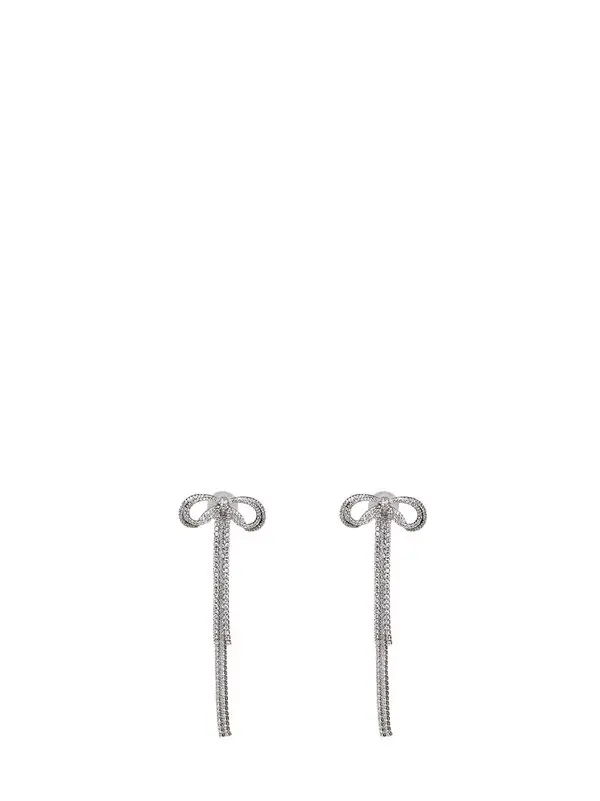 SELF-PORTRAIT Double Crystal Bow Dangle Earrings - Multicolor