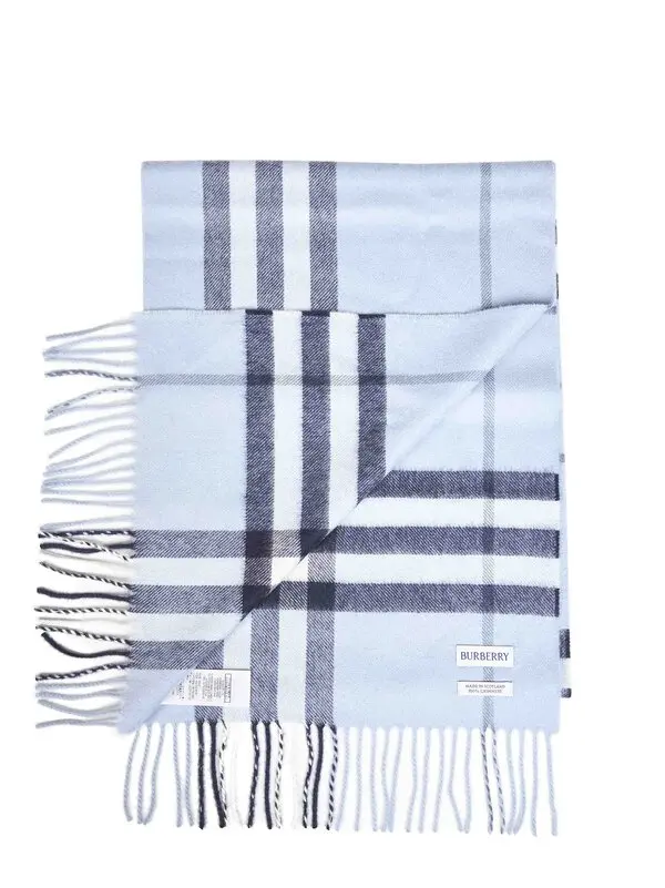 Burberry Bank Blue Check Cashmere Scarf - Multicolor