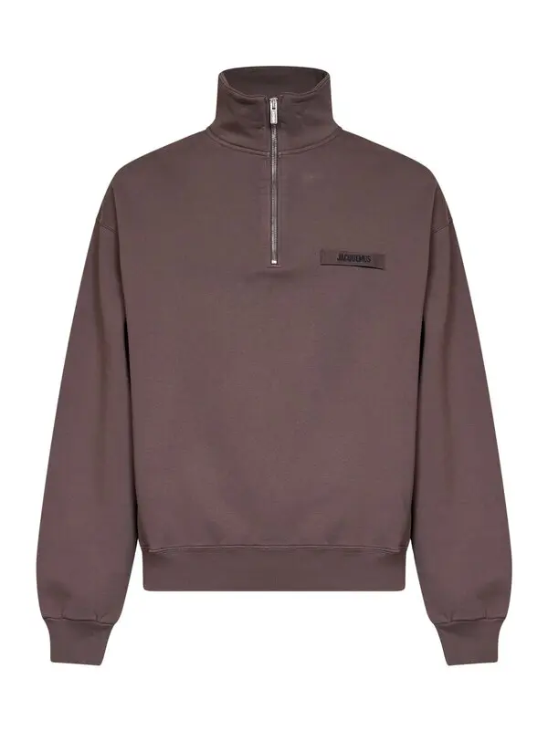 Jacquemus Brown The Gros Grain Zipped-rollneck Sweatshirt