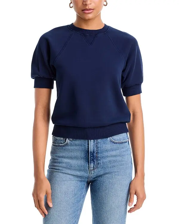 Paige Queenie Cotton Short Sleeve Sweatshirt - Washed Navy
