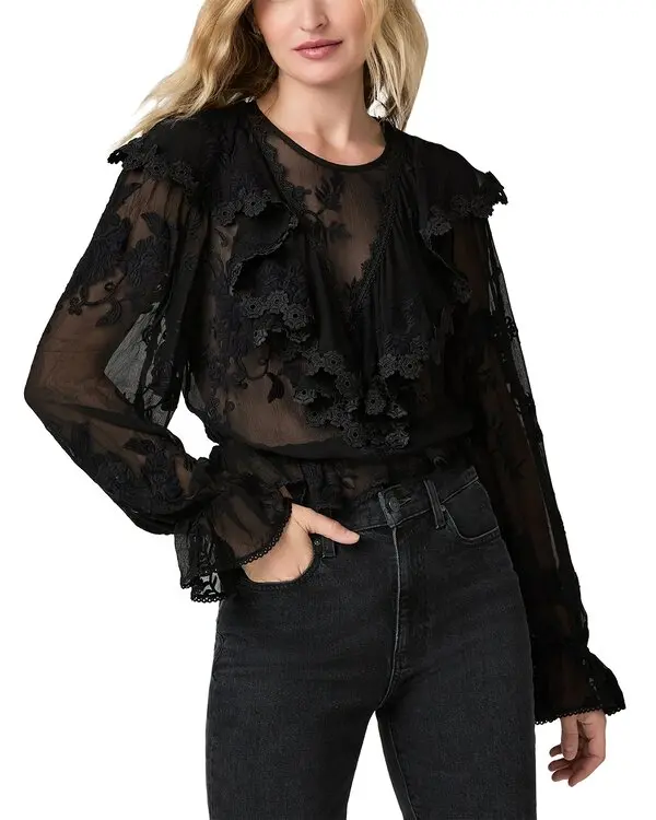 Paige Akari Embroidered Silk Blouse