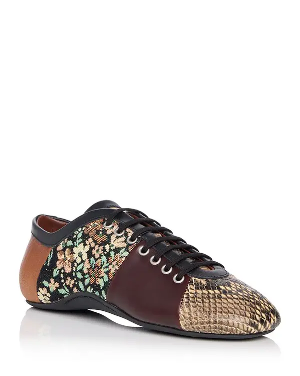 Dries Van Noten Ballerina Patchwork Leather Sneakers - Forest