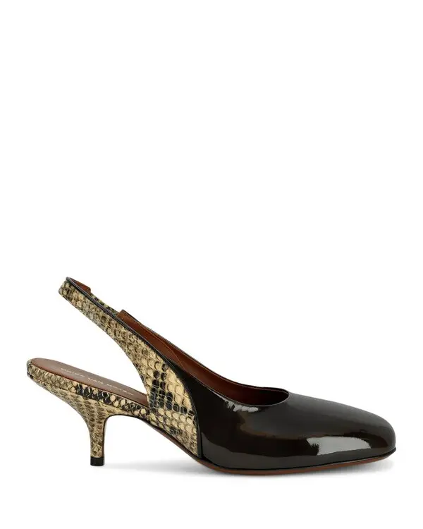 Dries Van Noten Snake Embossed & Patent Leather Slingback Pumps