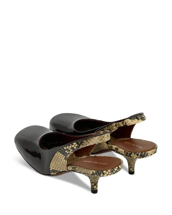 Dries Van Noten Snake Embossed & Patent Leather Slingback Pumps
