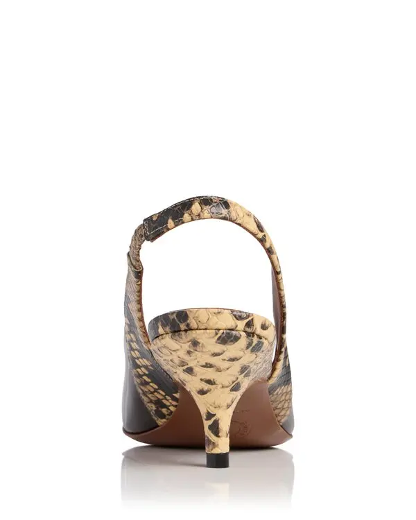 Dries Van Noten Snake Embossed & Patent Leather Slingback Pumps - Olive