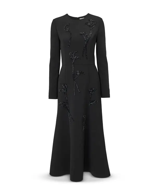 Carolina Herrera Embellished Long Sleeve Midi Dress