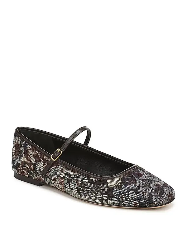 Veronica Beard Ellie Velvet Mary Jane Flats - Espresso Multi