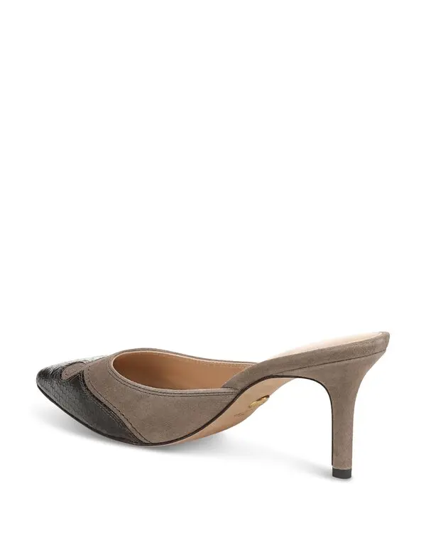 Veronica Beard Lisa Western Mules - Bark/espresso