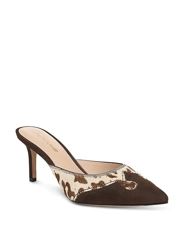 Veronica Beard Lisa Western Mules - Brown Multi