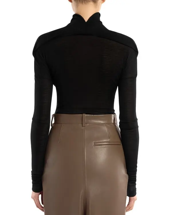 Victoria Beckham High Neck Draped Long Sleeve Top