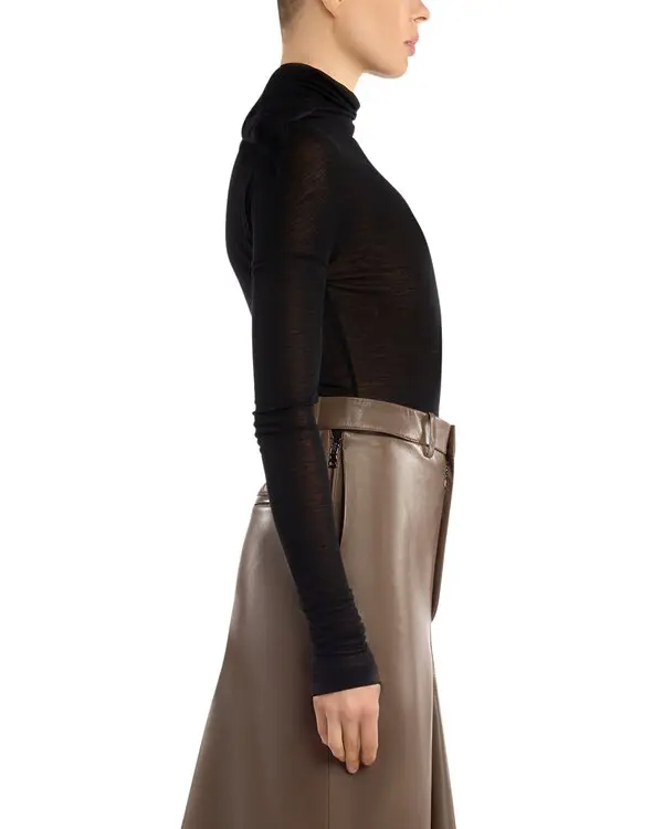 Victoria Beckham High Neck Draped Long Sleeve Top