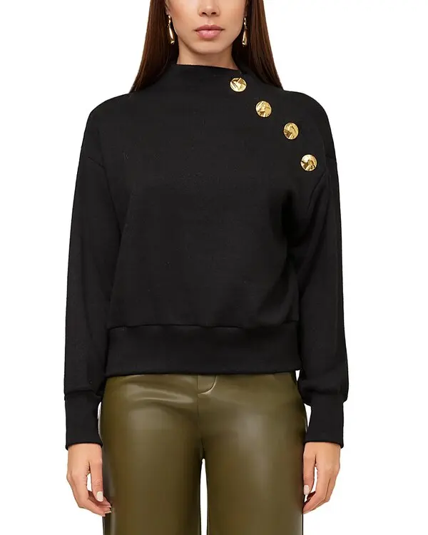 Fifteen Twenty Tessa Mock Neck Button Trim Top