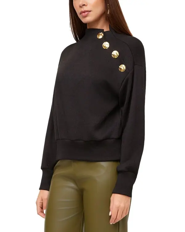 Fifteen Twenty Tessa Mock Neck Button Trim Top