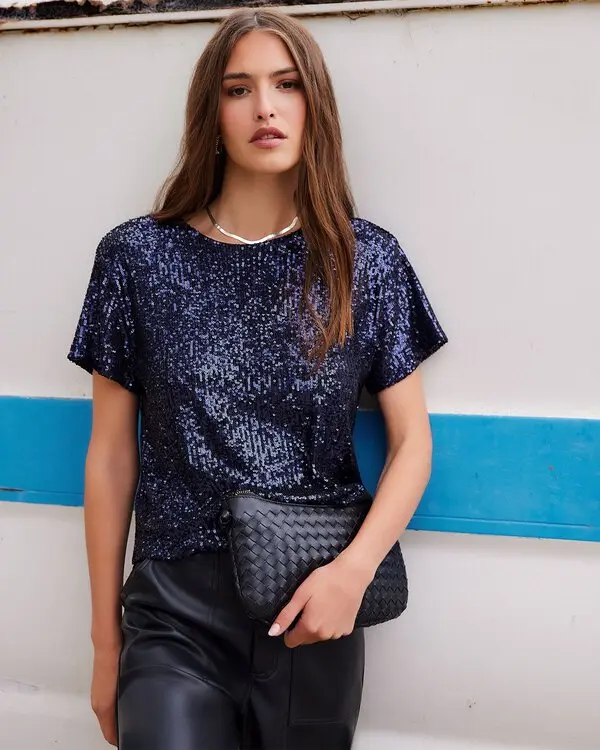 Fifteen Twenty Aerin Sequin Short Sleeve Top