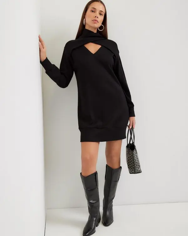 Fifteen Twenty Claylee Crossover Turtleneck Dress