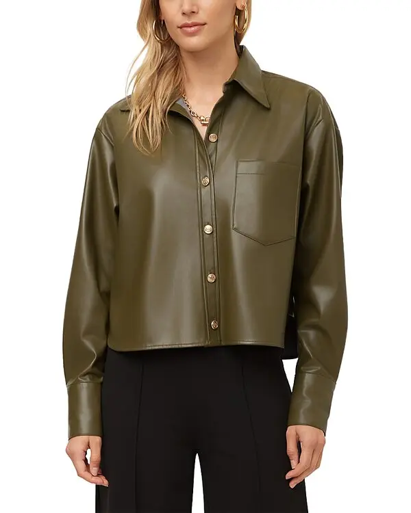 Fifteen Twenty Victoria Faux Leather Button Up Top