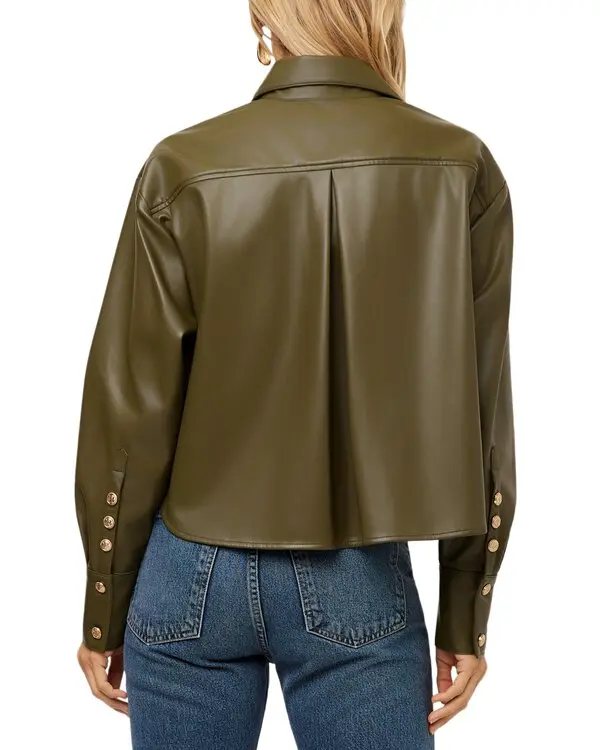 Fifteen Twenty Victoria Faux Leather Button Up Top