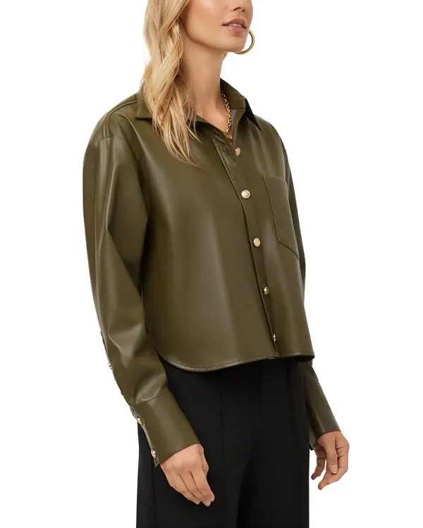 Fifteen Twenty Victoria Faux Leather Button Up Top