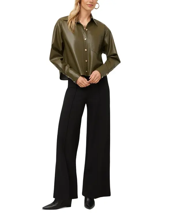 Fifteen Twenty Victoria Faux Leather Button Up Top