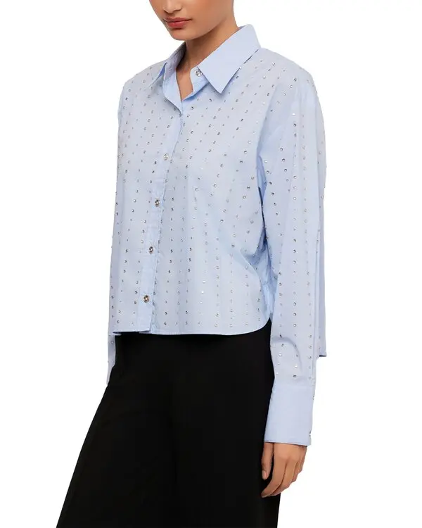 Fifteen Twenty Lisa Cotton Embellished Button Up Top