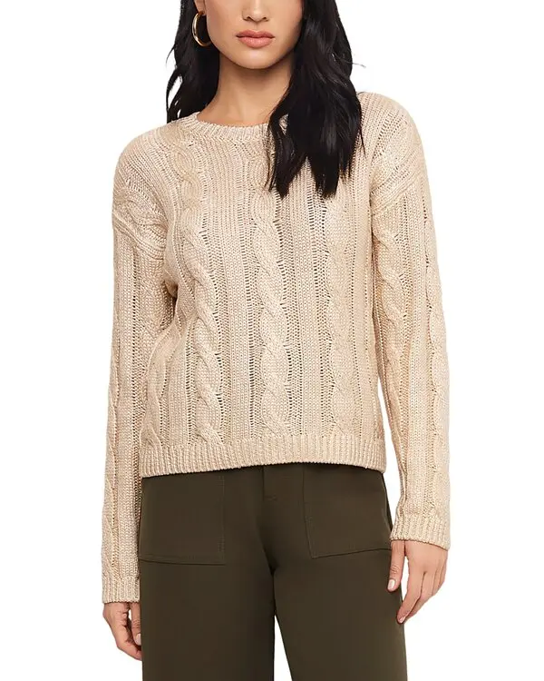 Fifteen Twenty Levie Cotton Cable Knit Sweater - Gold
