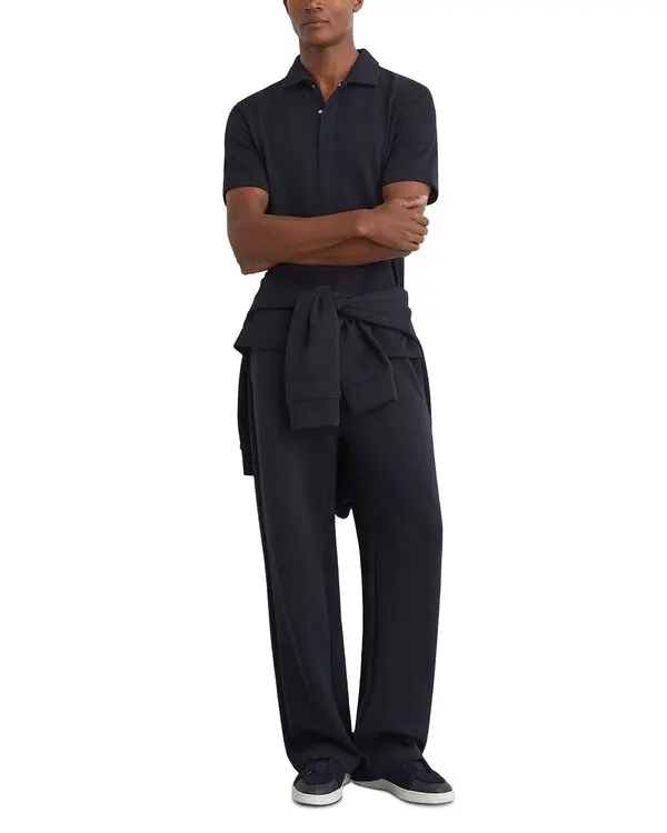 REISS Reed Textured Concealed Placket Polo Shirt