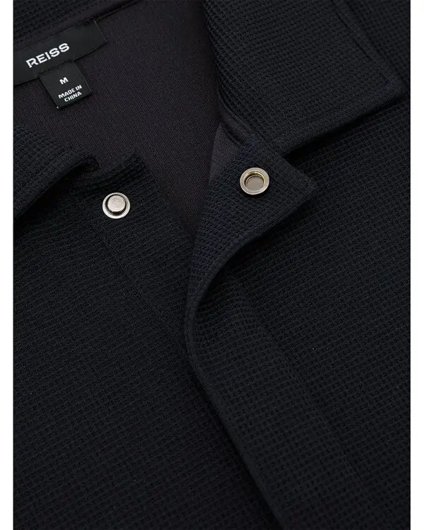 REISS Reed Textured Concealed Placket Polo Shirt