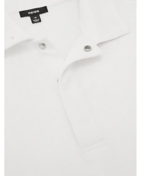 REISS Reed Textured Concealed Placket Polo Shirt